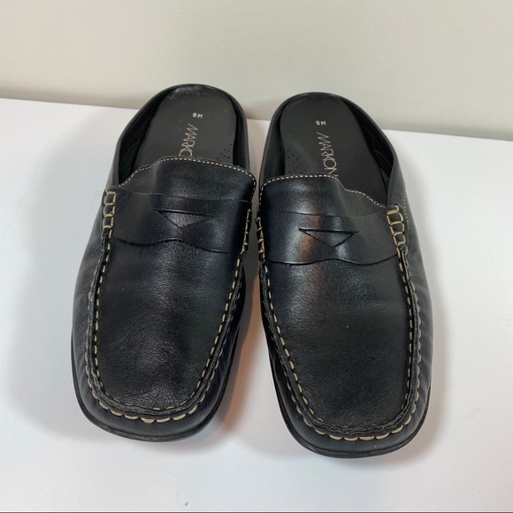 Markon | Shoes | Markon Black Leather Loafers Mules | Poshmark